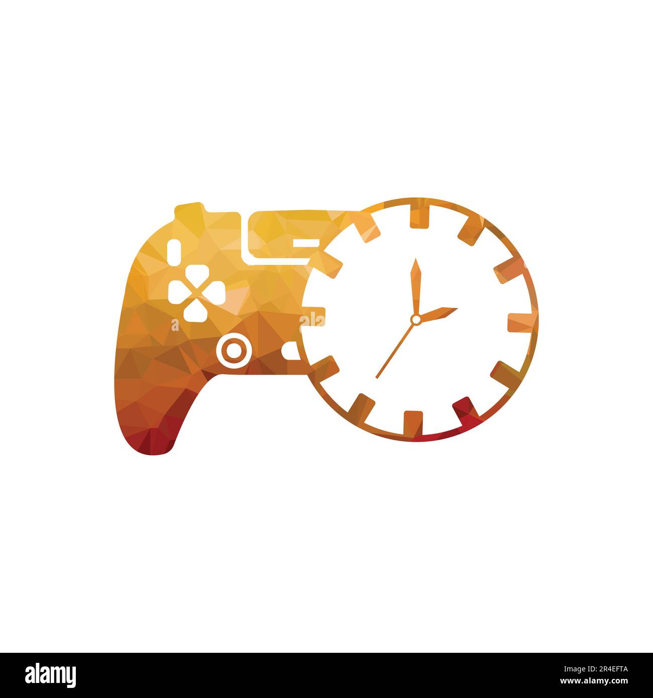 wall watch with gaming joystick design time vector clock illustration ...