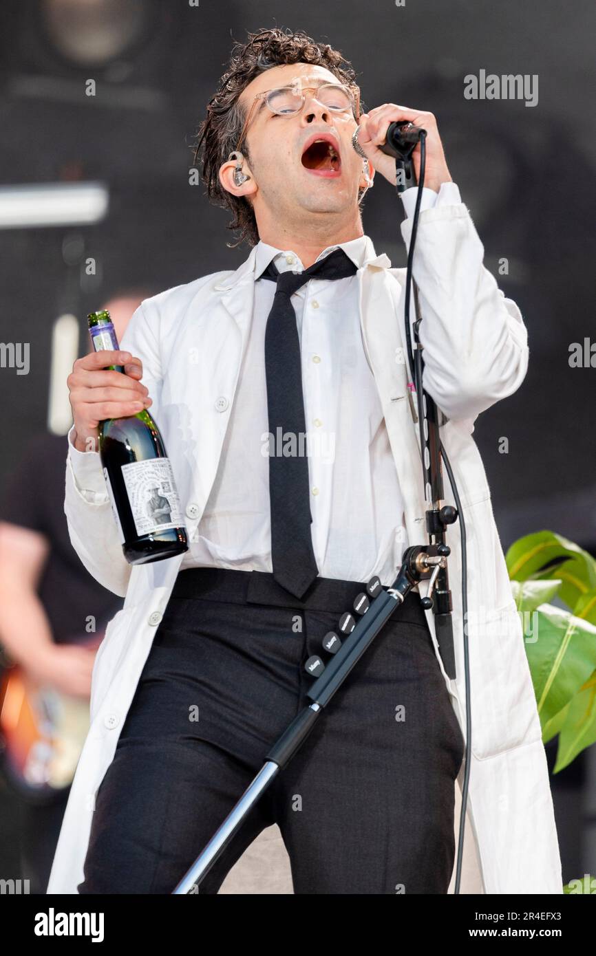 Matthew Healy from The 1975 performing on the main stage during BBC ...