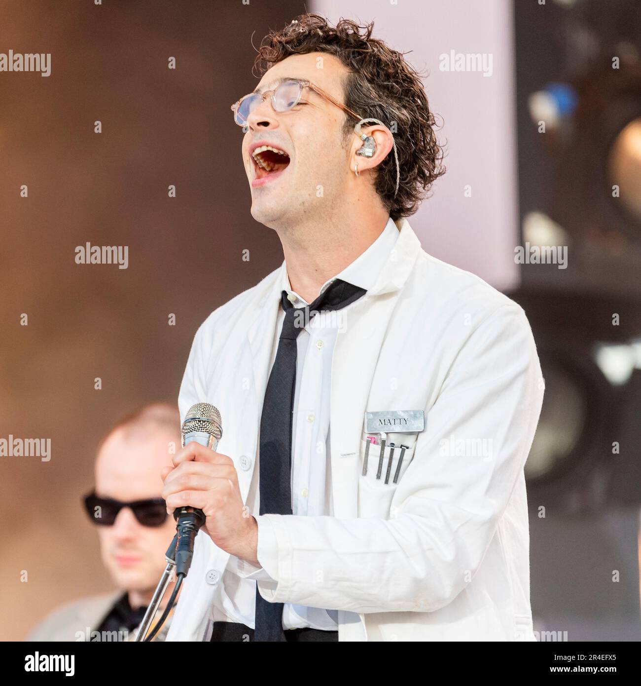 Matthew Healy from The 1975 performing on the main stage during BBC ...