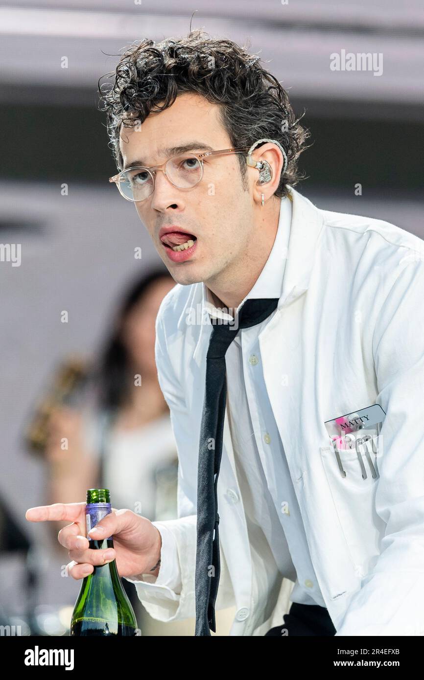 Matthew Healy from The 1975 performing on the main stage during BBC ...