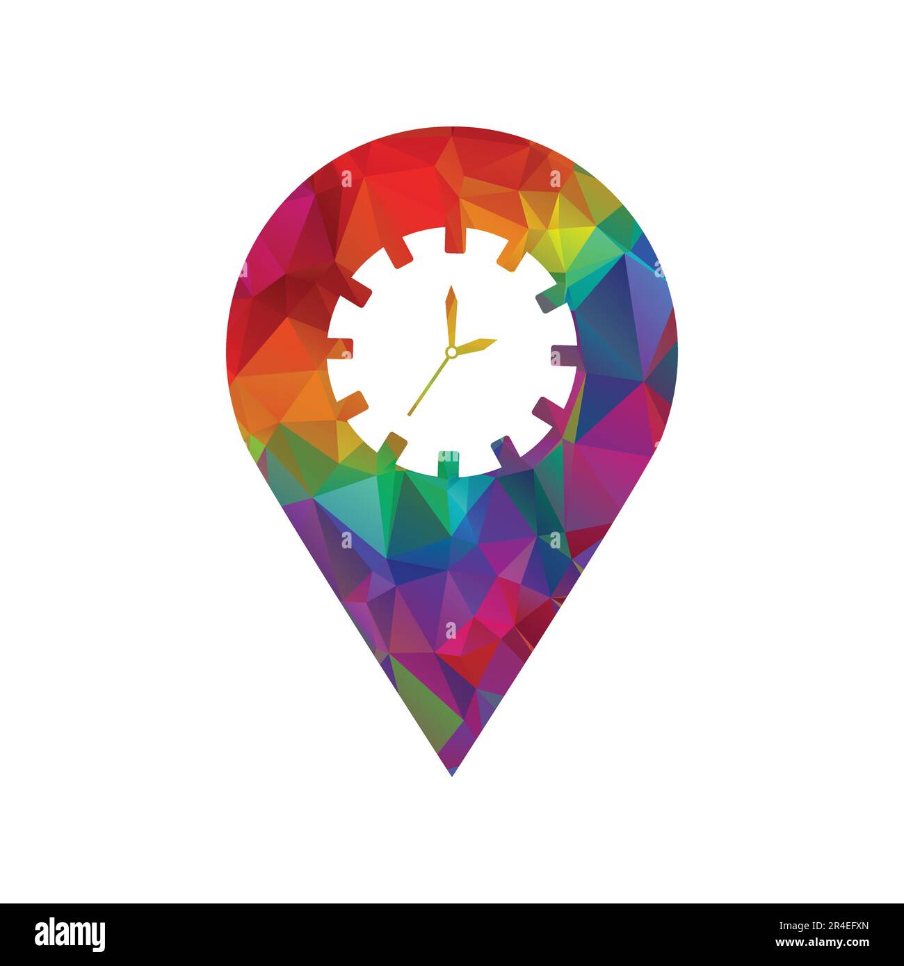 wall watch with location pin design time vector clock illustration ...