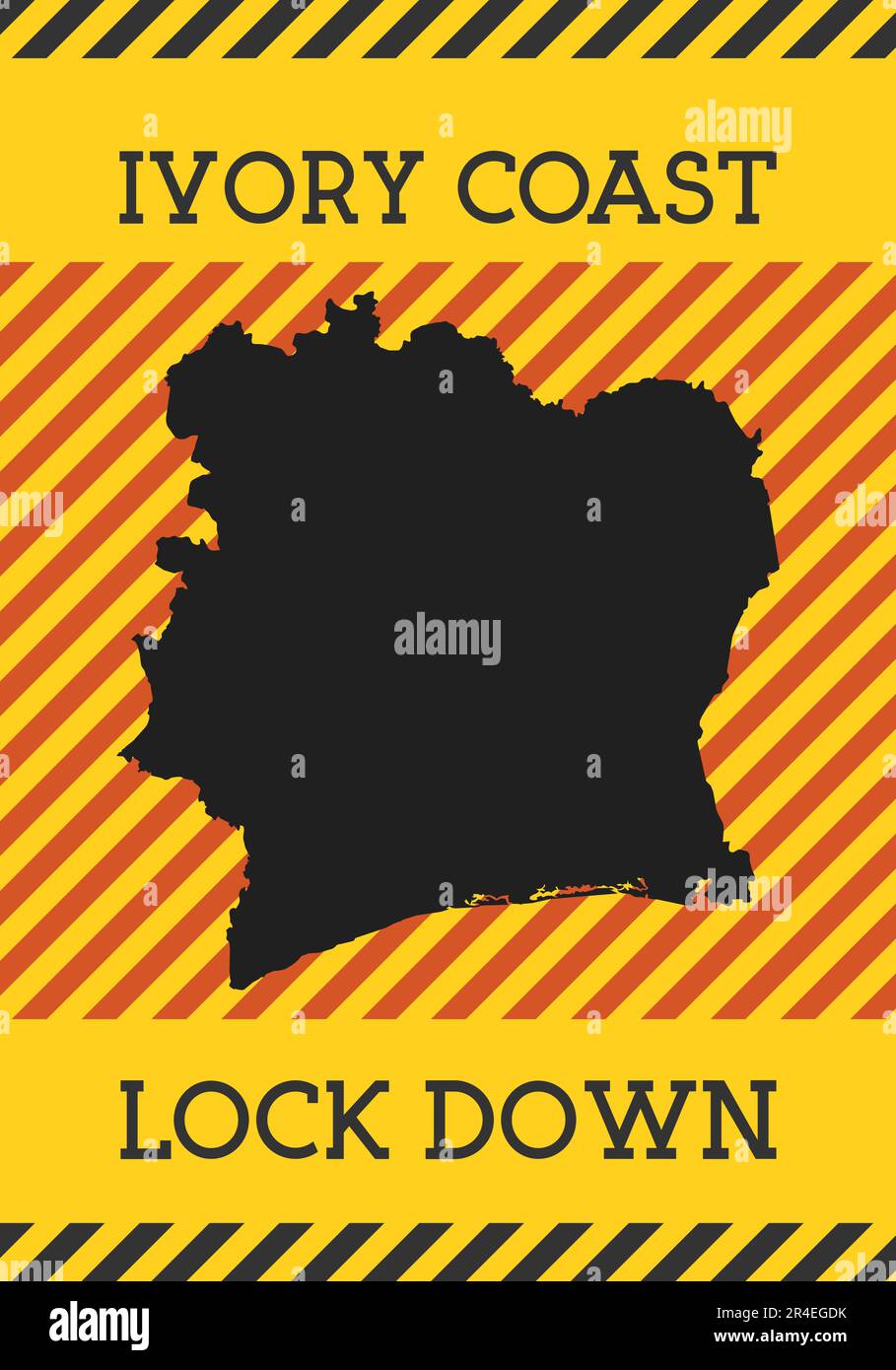 Ivory Coast Lock Down Sign. Yellow country pandemic danger icon. Vector ...