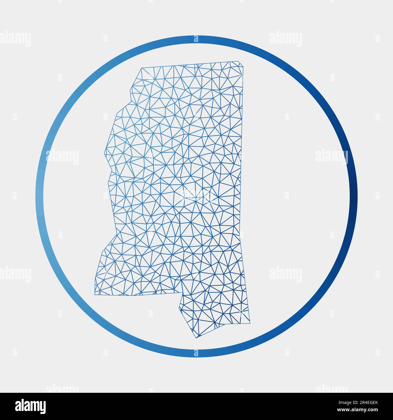 Mississippi icon. Network map of the US state. Round Mississippi sign ...