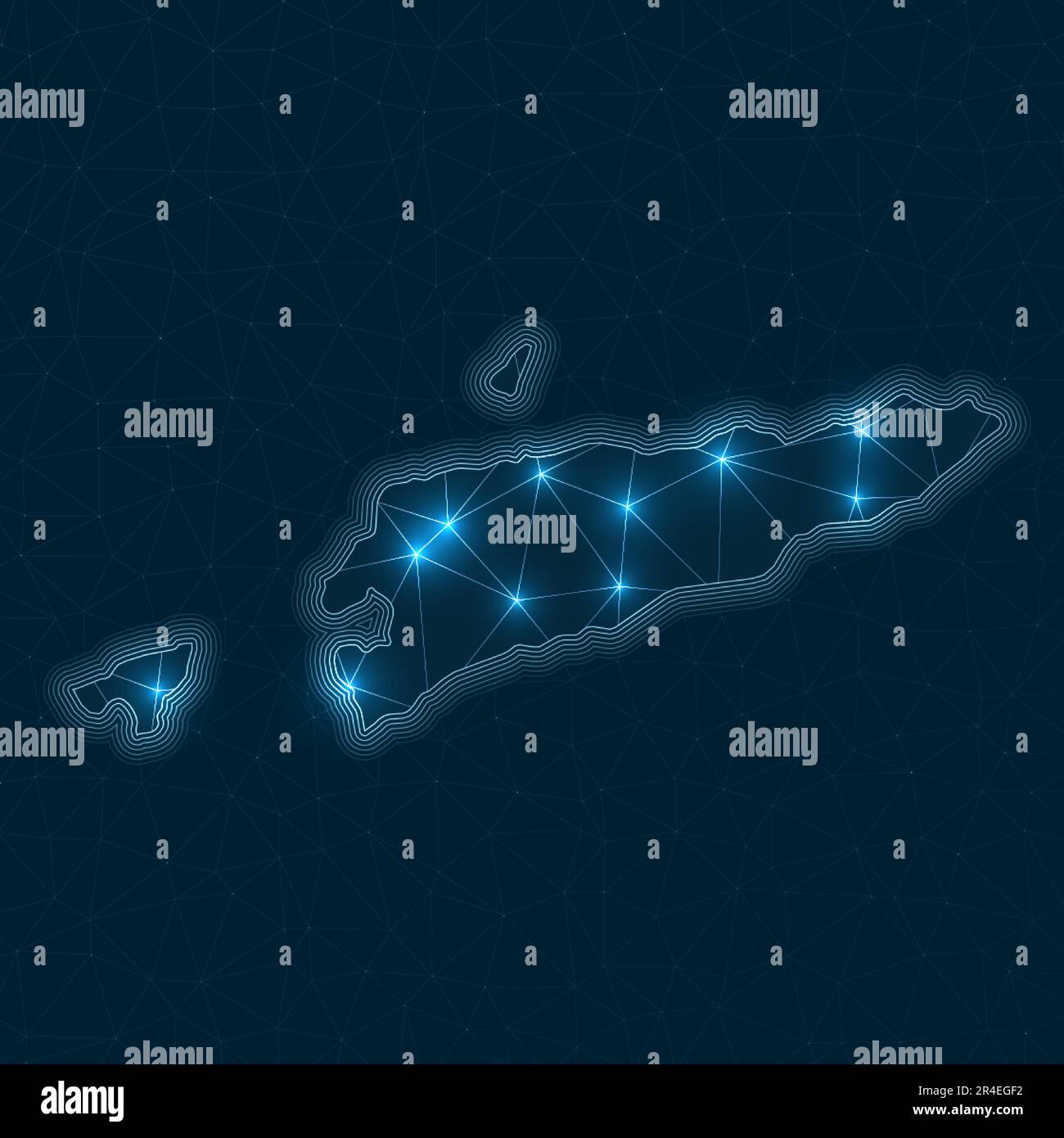 Timor-Leste network map. Abstract geometric map of the country. Digital ...
