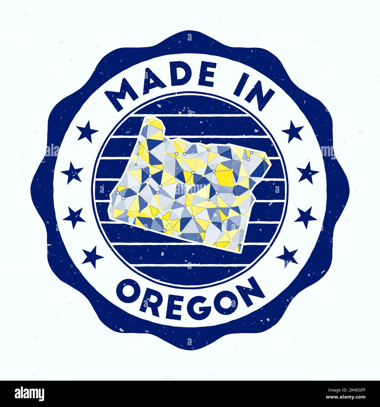 Made in Oregon. US state round stamp. Seal of Oregon with border shape ...