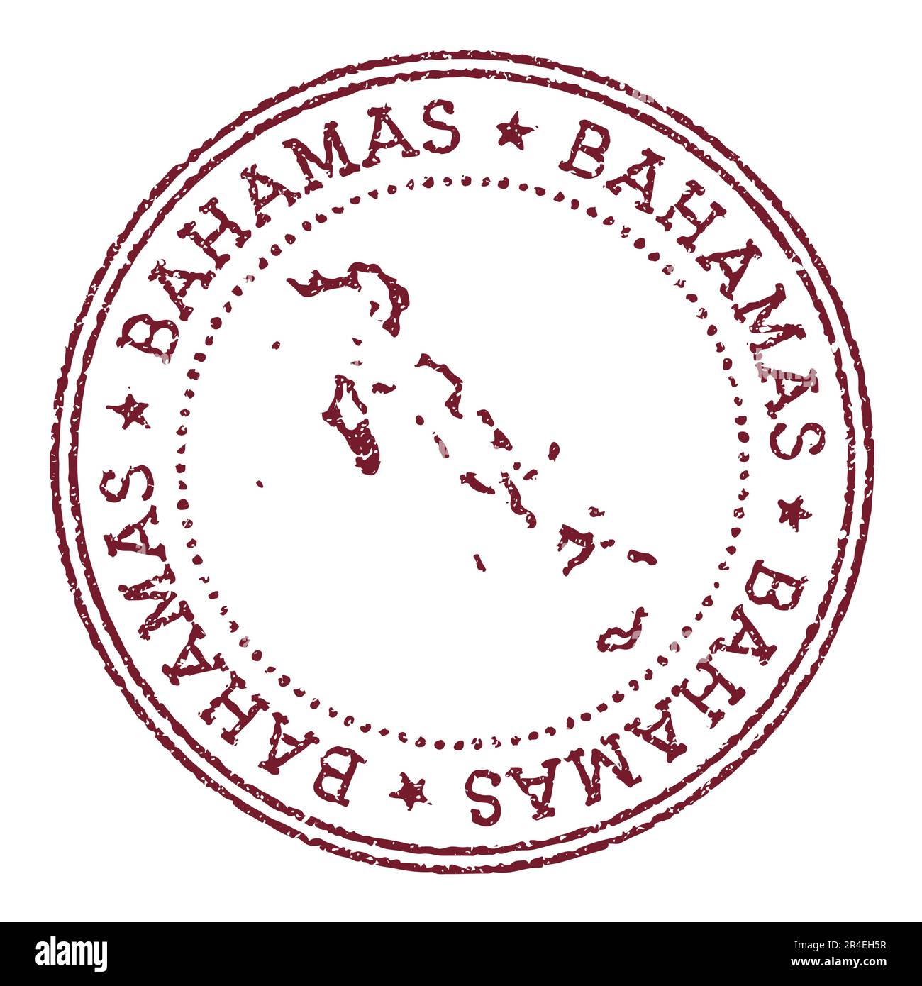 Bahamas round rubber stamp with country map. Vintage red passport stamp ...
