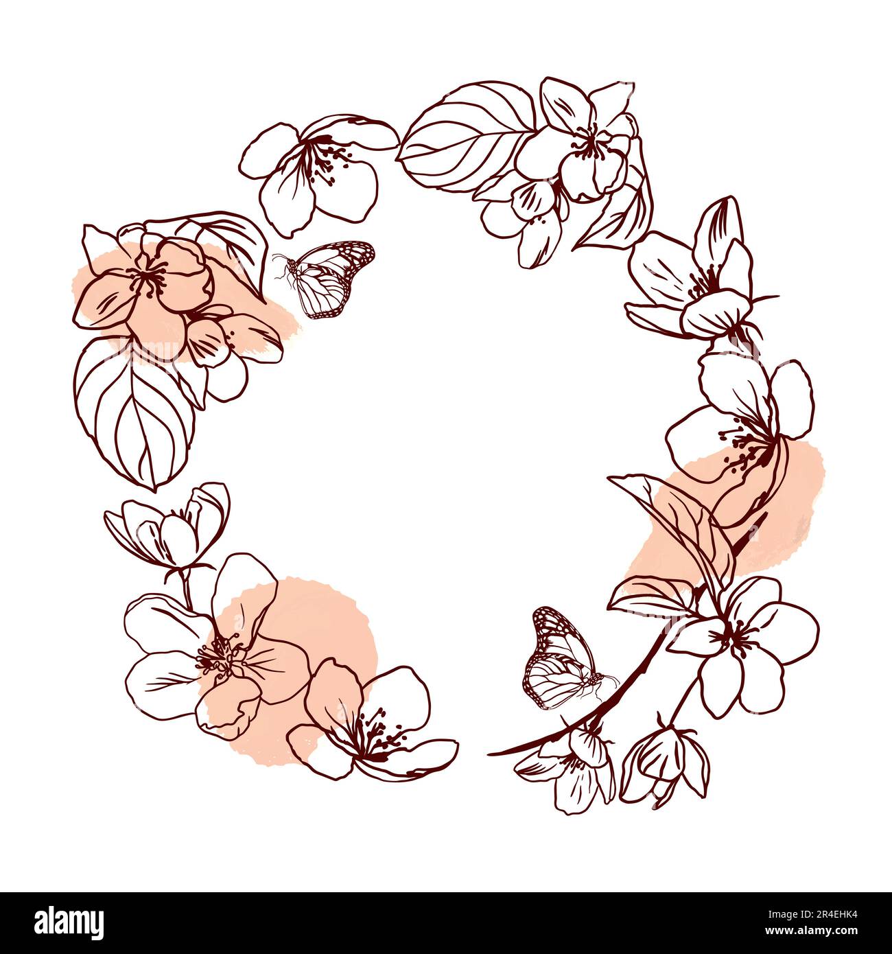 Apple blossom wreath on Stock Vector Images - Alamy