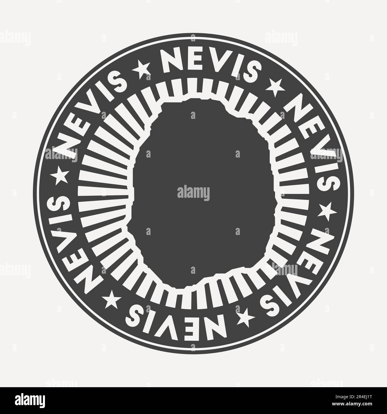 Nevis round logo. Vintage travel badge with the circular name and map ...