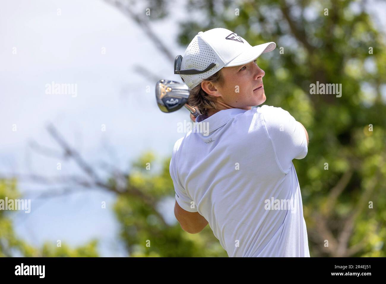 James Piot of HyFlyers GC hits his shot from the first tee during the ...