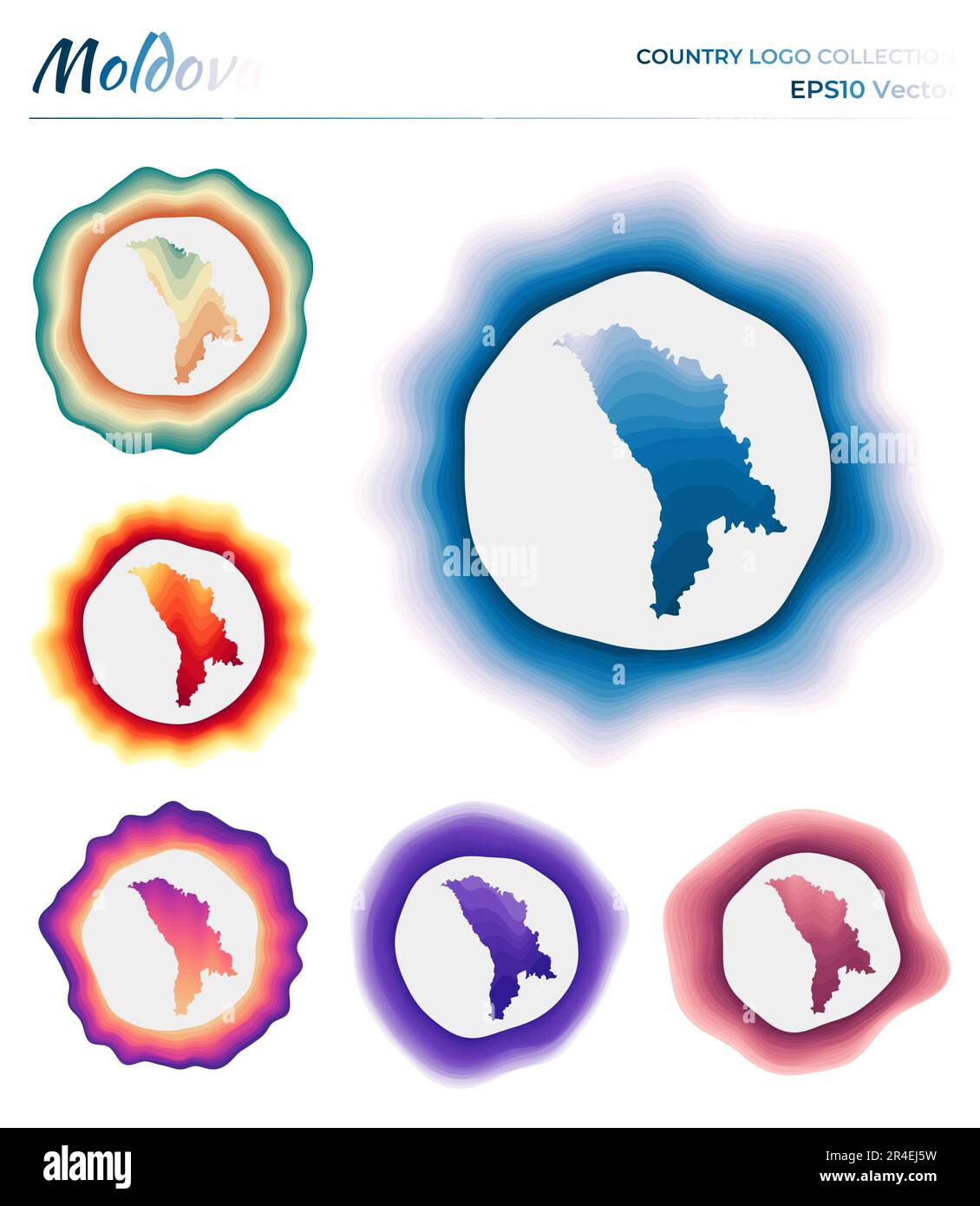 Moldova logo collection. Colorful badge of the country. Layers around ...