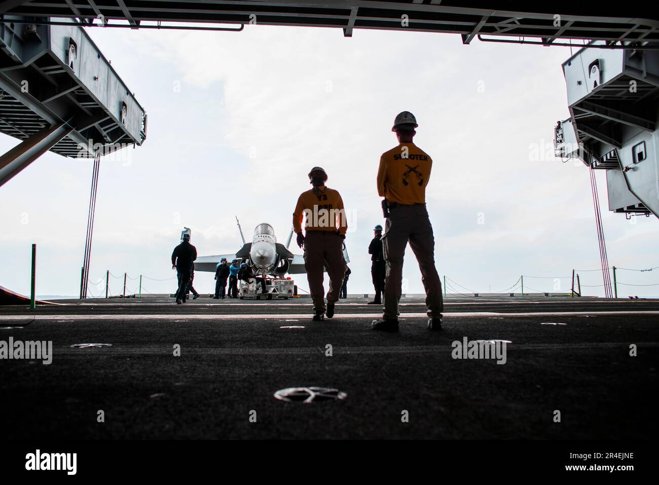 Sailors assigned to air department onboard the Nimitz-class aircraft ...