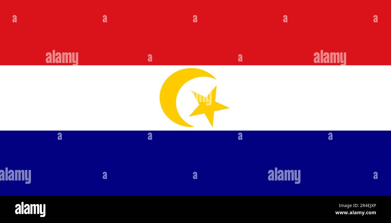 Top view of flag Johor Bahru Malaysia. Malaysian travel and patriot concept. no flagpole. Plane ...