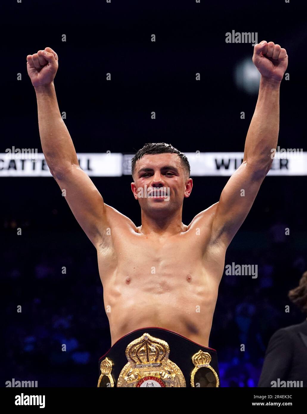 Jack Catterall celebrates after winning his Super Lightweight fight ...