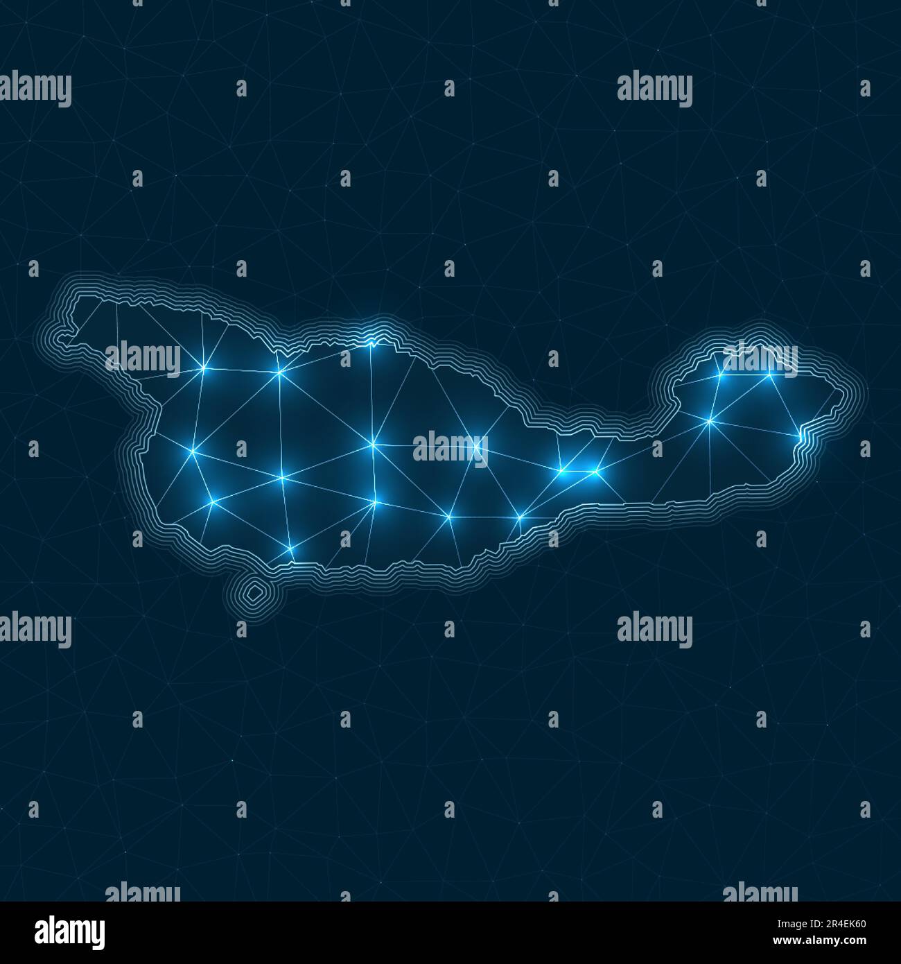 Santa Cruz Island network map. Abstract geometric map of the island ...