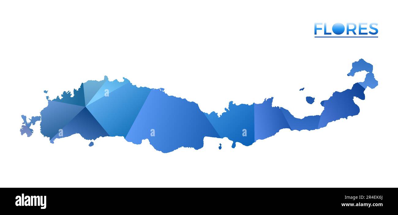 Vector polygonal Flores map. Vibrant geometric island in low poly style ...