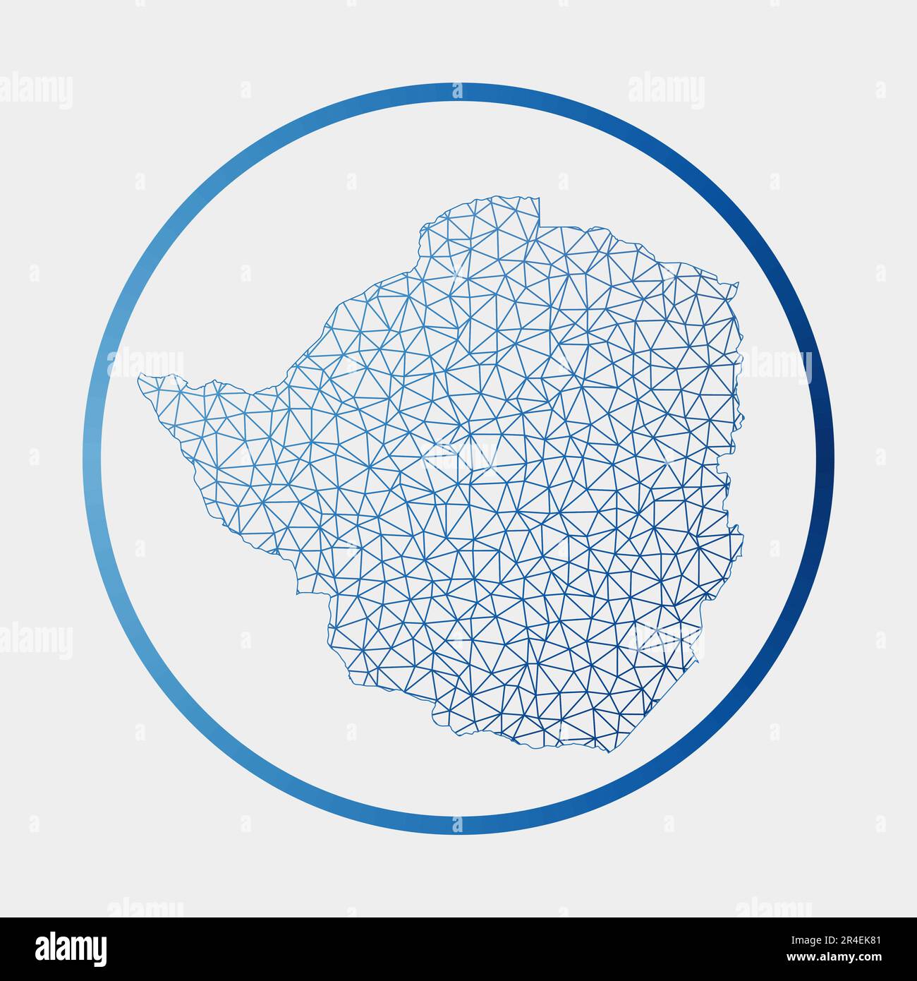 Zimbabwe icon. Network map of the country. Round Zimbabwe sign with ...