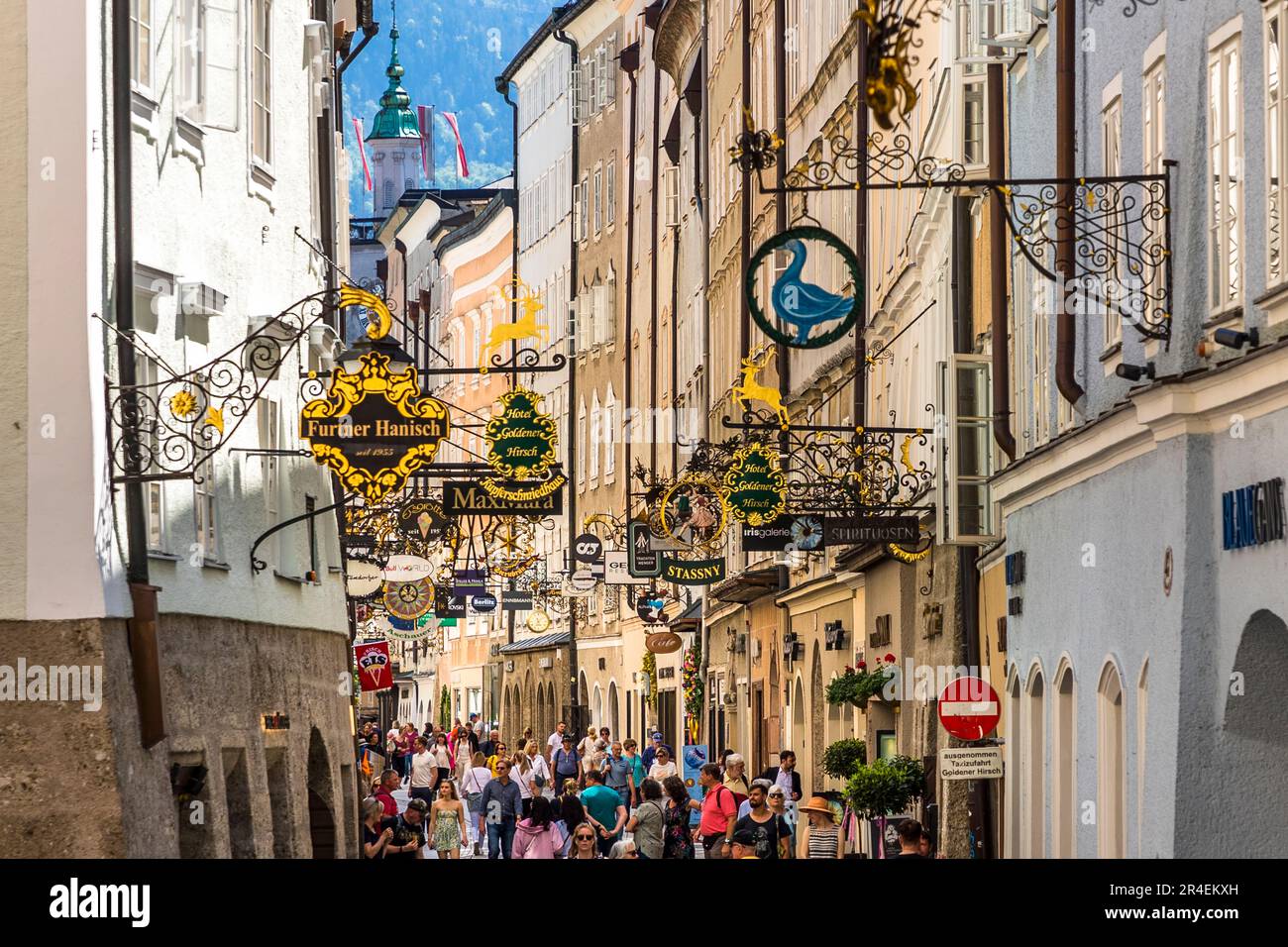 Getreidegasse in the old town of Salzburg, which is a UNESCO World ...