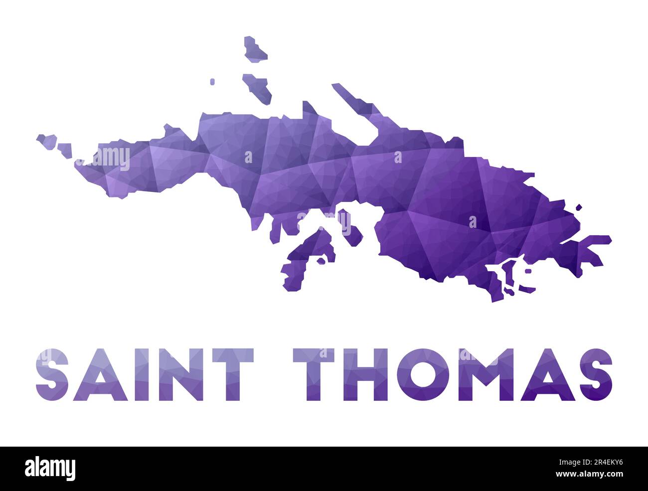 Low poly illustration of Saint Thomas island. Purple geometric design ...