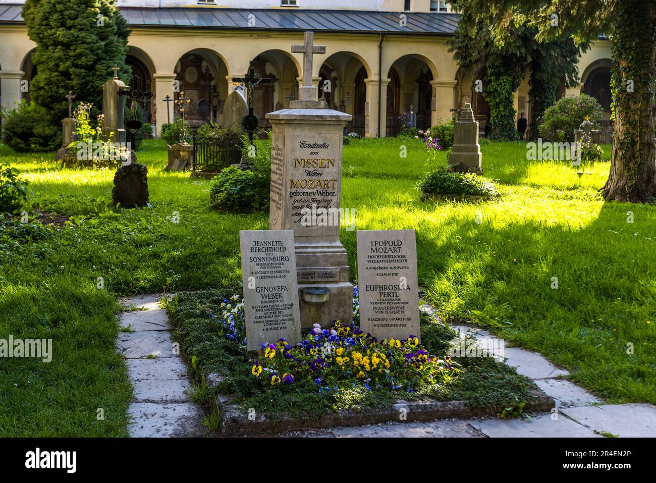 Sebastian Cemetery Salzburg with grave of the Nissen family. Mozart's ...