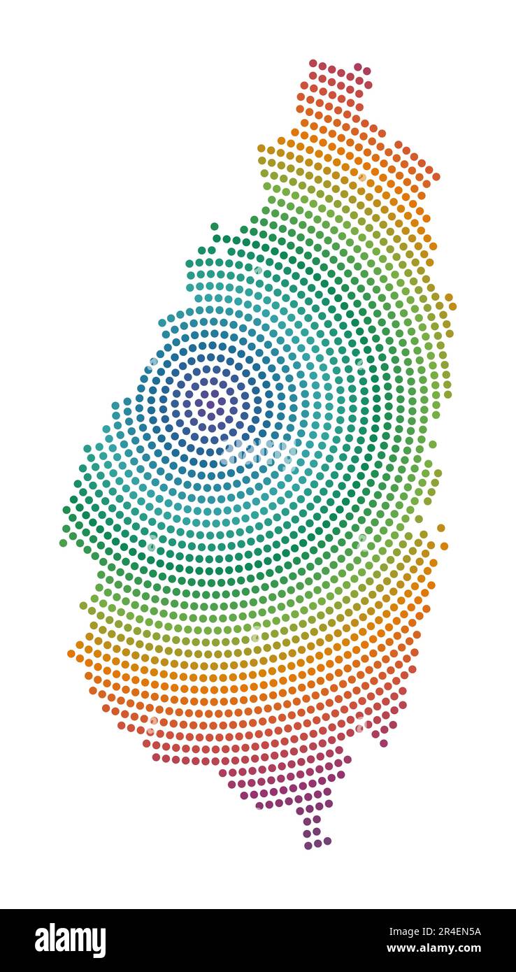 Saint Lucia dotted map. Digital style shape of Saint Lucia. Tech icon ...