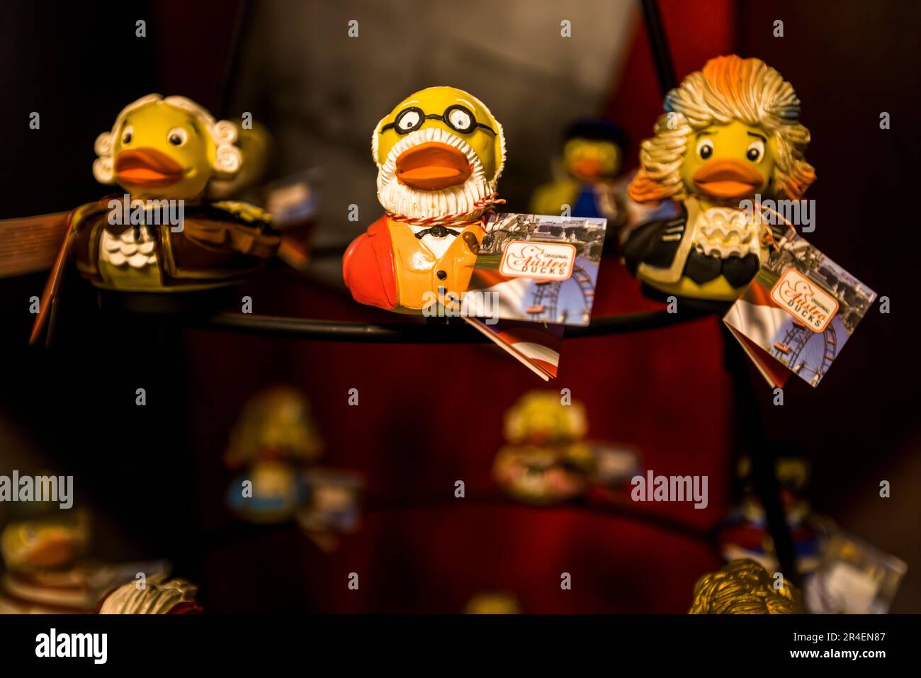 Original Austro-Ducks. Hand-painted ducks made of natural rubber depict ...