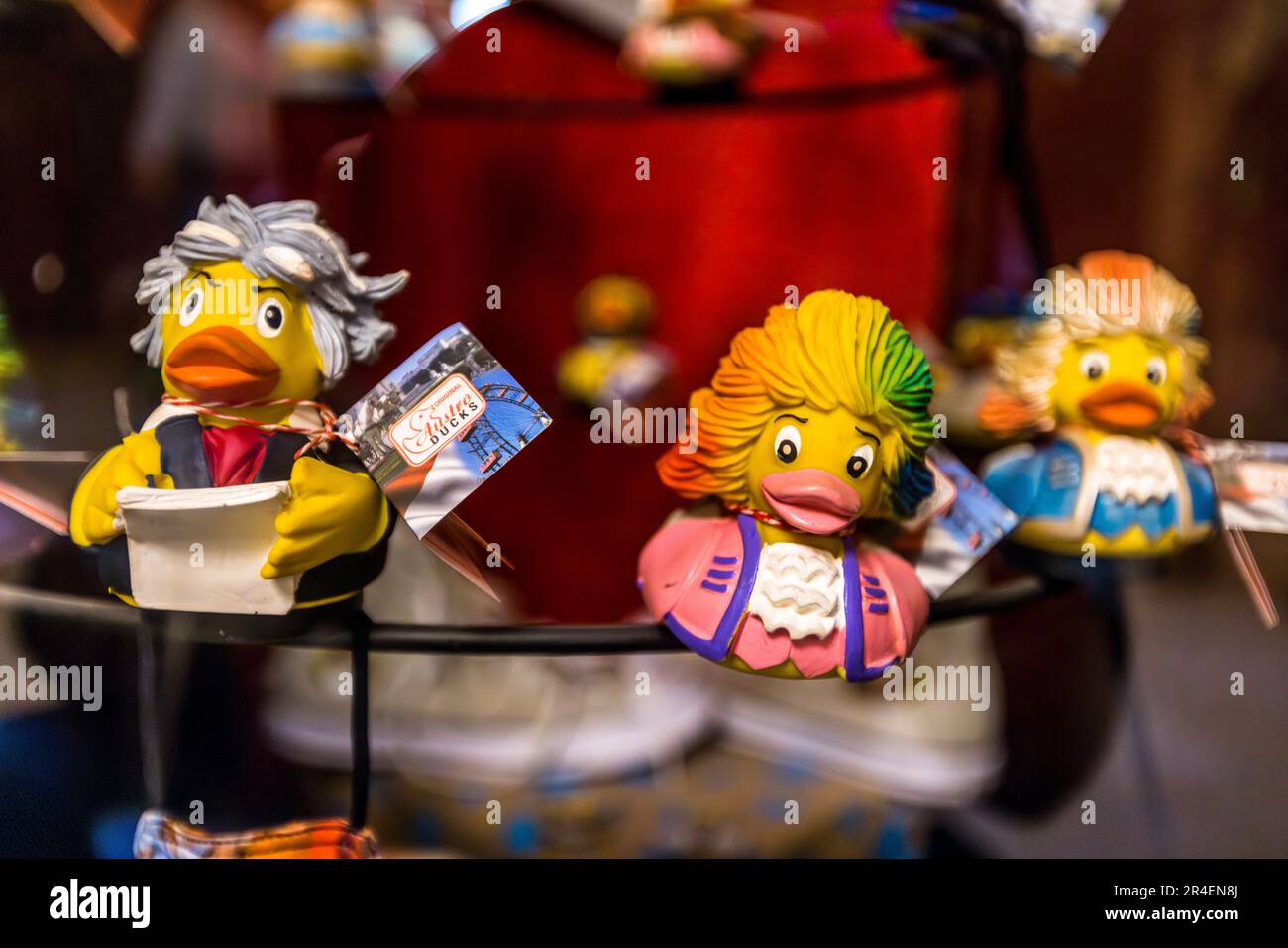 Original Austro-Ducks. Hand-painted ducks made of natural rubber depict ...