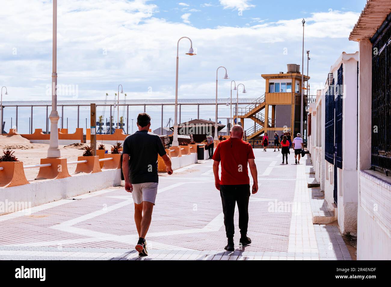 Watchtower at the end of the promenade next to the border with Morocco ...