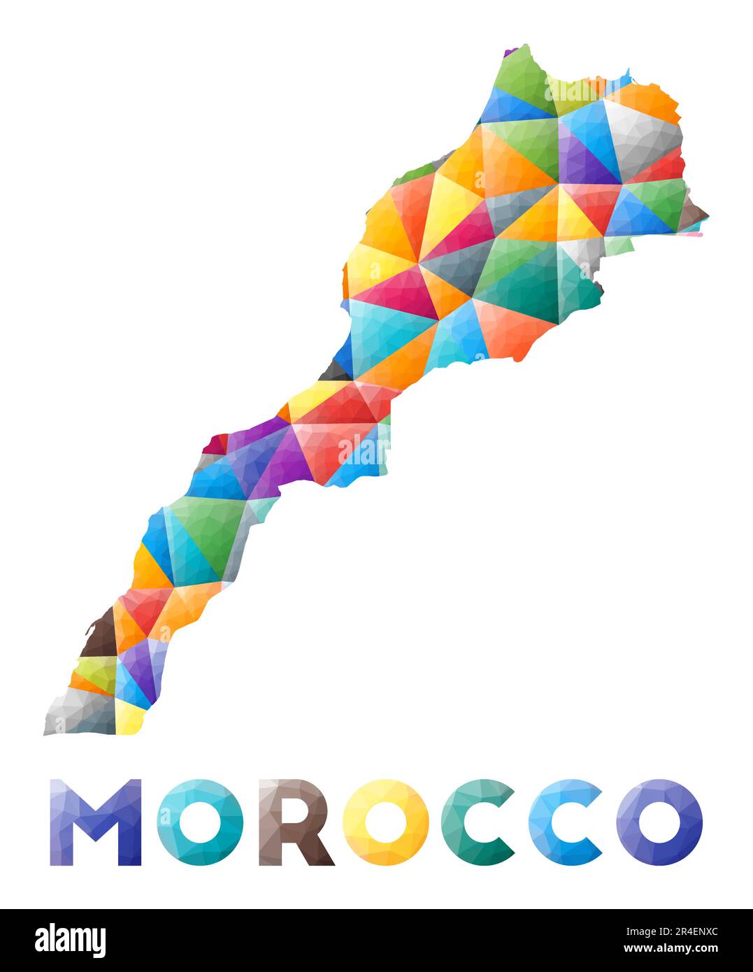 Morocco - colorful low poly country shape. Multicolor geometric ...