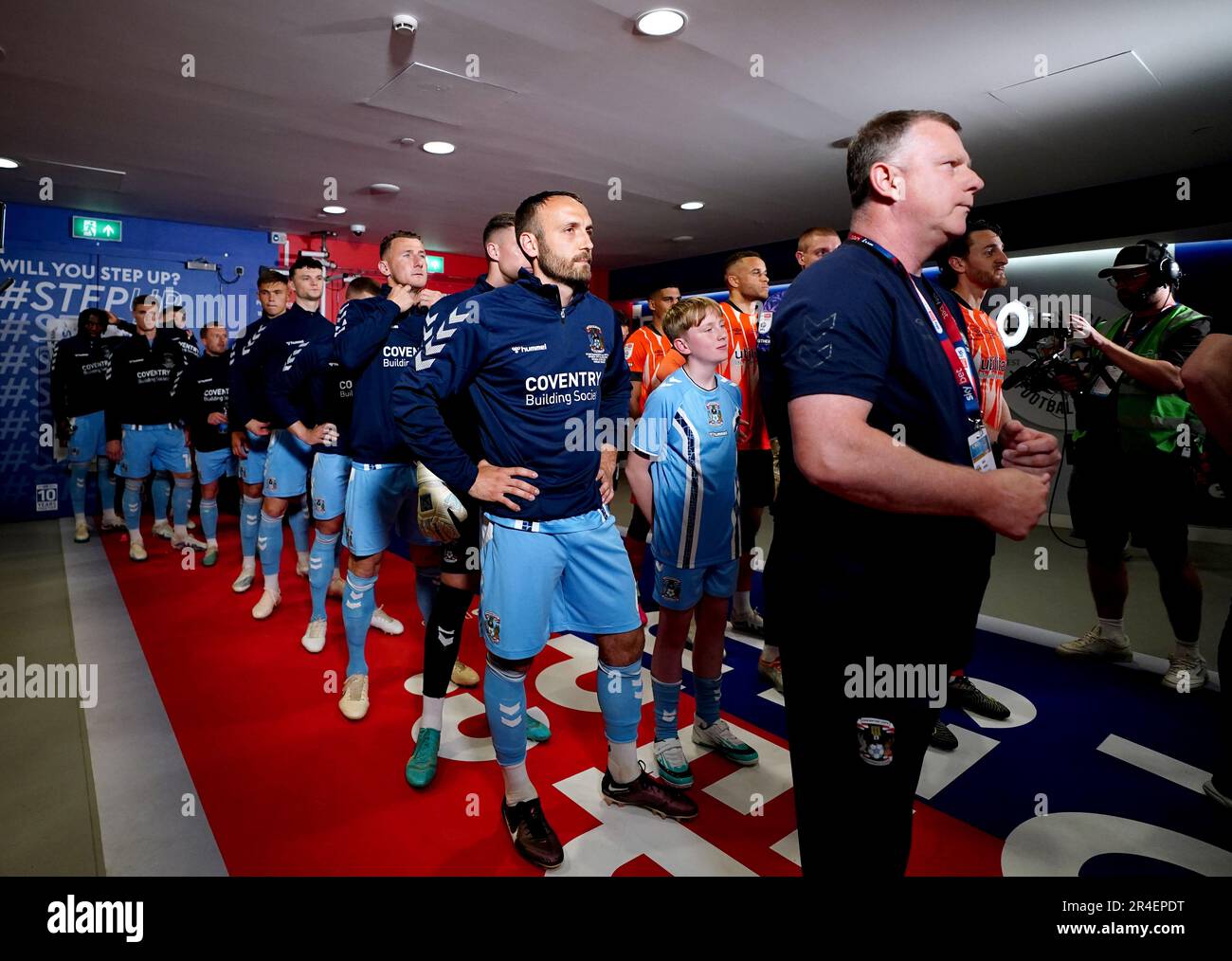 Coventry City and Luton Town players line up in the tunnel ahead of the ...