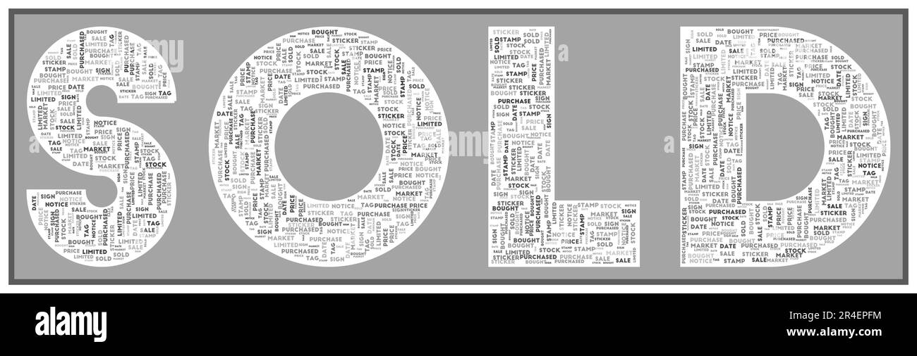 SOLD text filled with related keywords of various sizes. Sold word ...