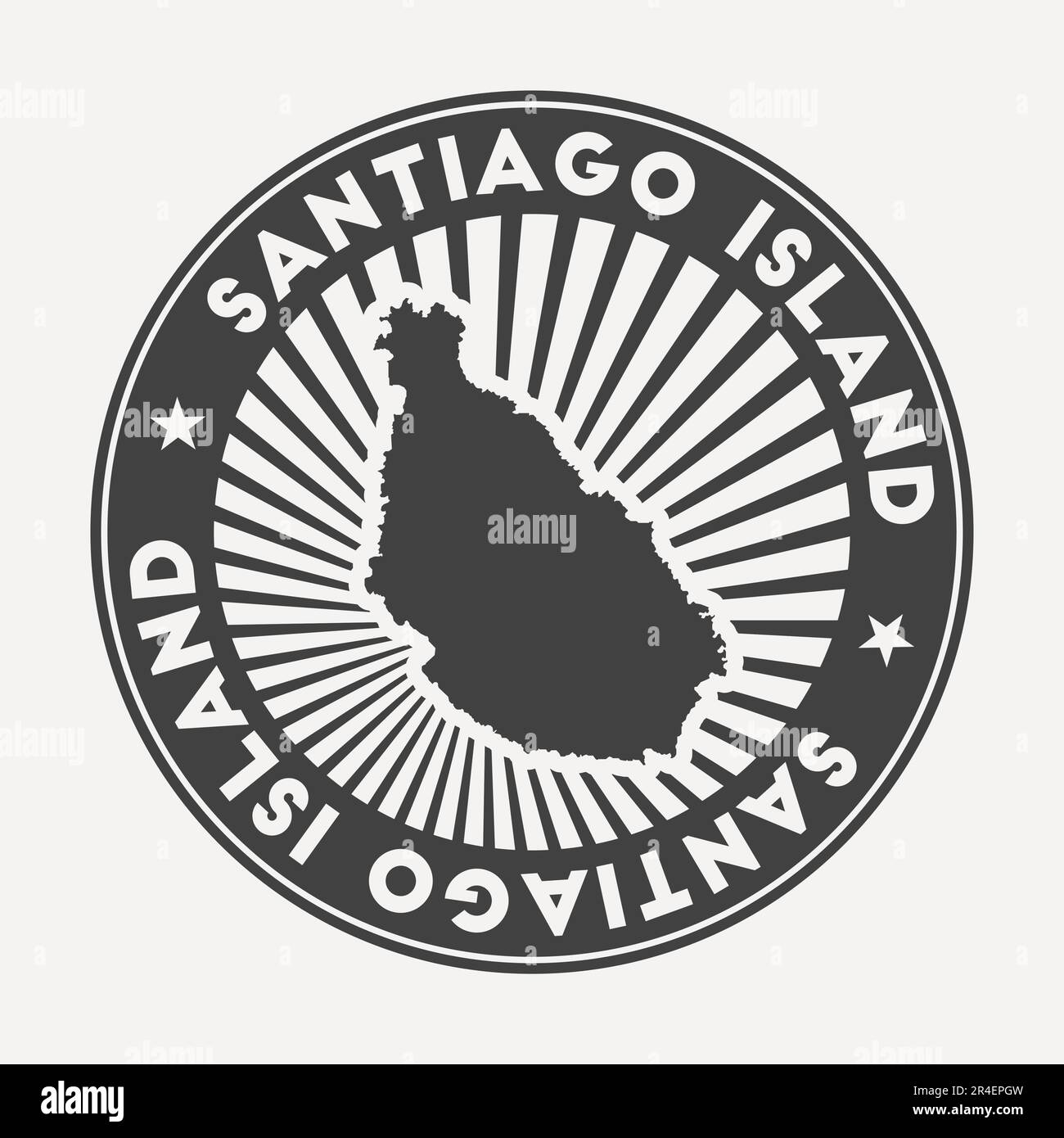 Santiago Island round logo. Vintage travel badge with the circular name ...