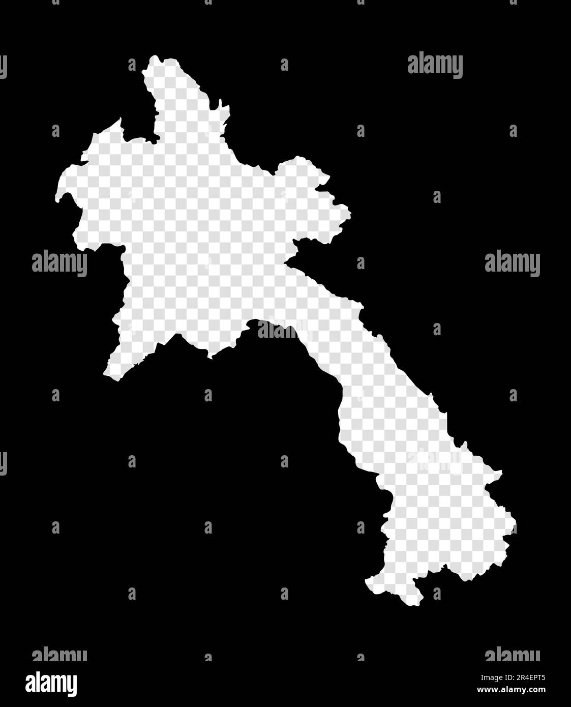 Stencil map of Laos. Simple and minimal transparent map of Laos. Black ...