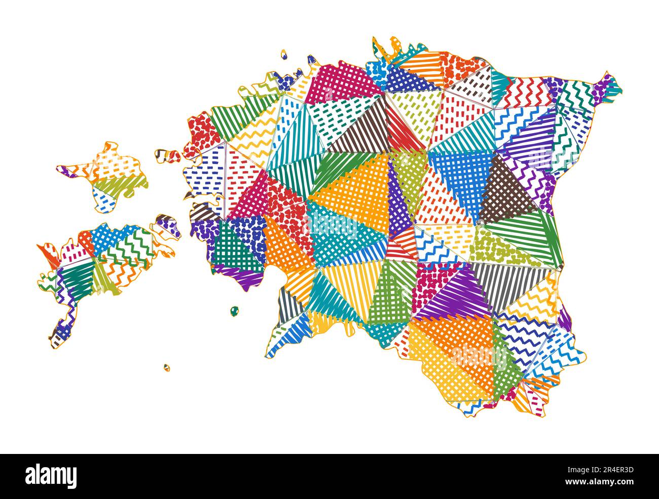 Kid style map of Estonia. Hand drawn polygons in the shape of Estonia ...