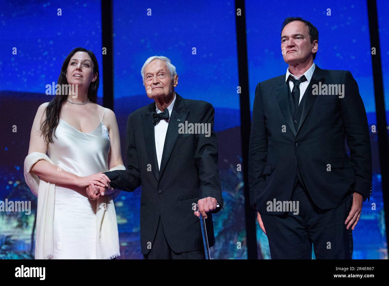 Cannes, France. 27th May, 2023. Roger Corman and Quentin Tarantino attending the Closing ...