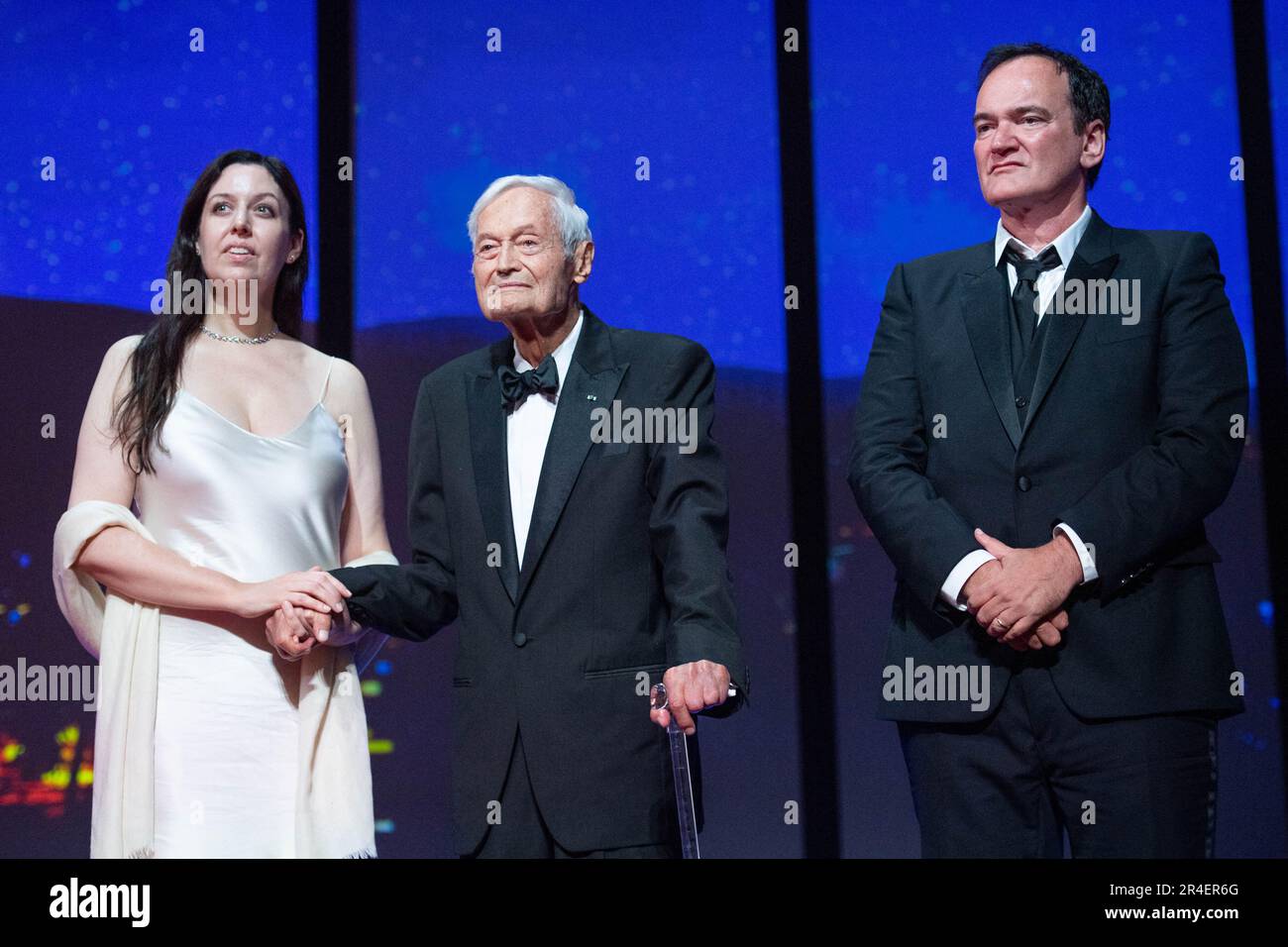Cannes, France. 27th May, 2023. Roger Corman and Quentin Tarantino attending the Closing ...