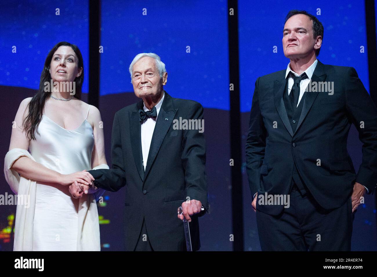 Cannes, France. 27th May, 2023. Roger Corman and Quentin Tarantino attending the Closing ...