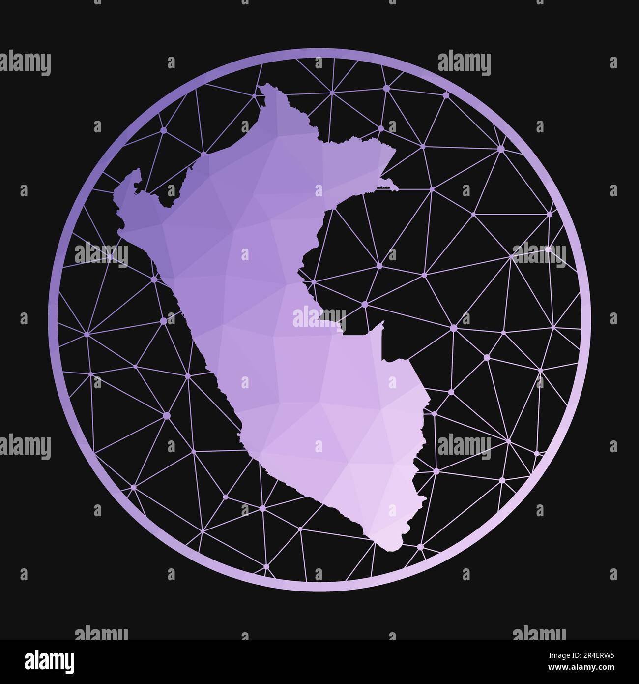 Peru icon. Vector polygonal map of the country. Peru icon in geometric ...