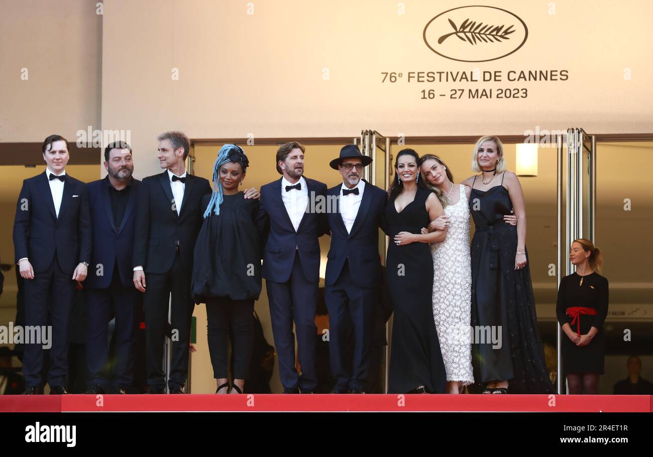 May 27, 2023, Cannes, Cote d'Azur, France: Jury members PAUL DANO, DENIS MENOCHET, DAMIAN ...