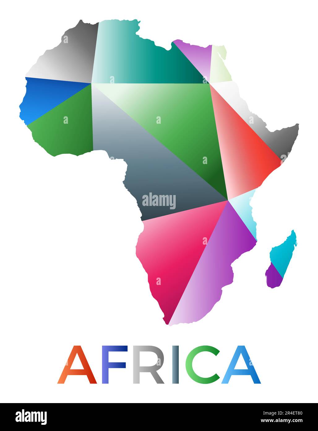 Bright colored Africa shape. Multicolor geometric style continent logo ...
