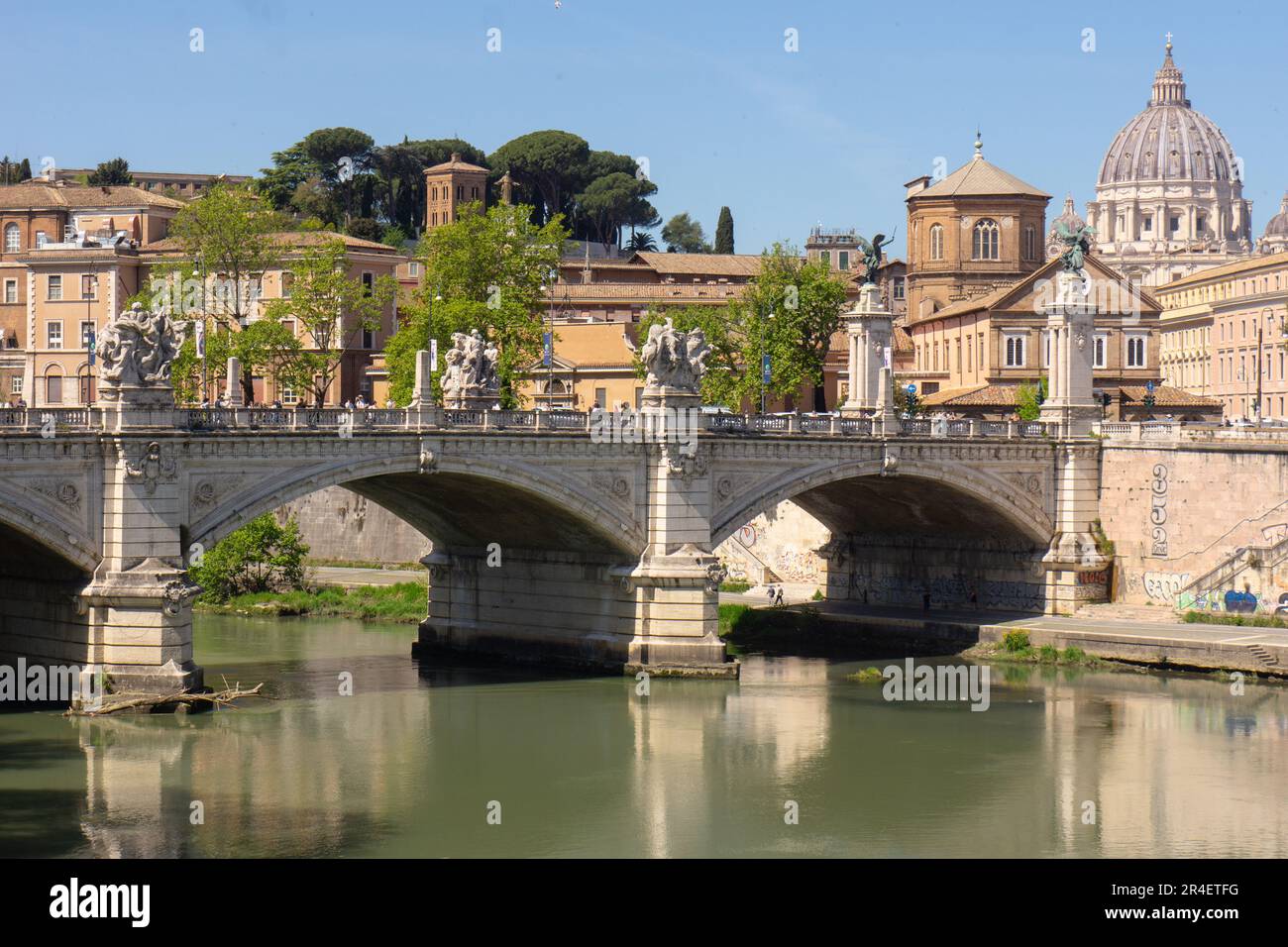 Ponte Vittorio Emanuele II bridge, crossing the Tiber river to Vatican ...