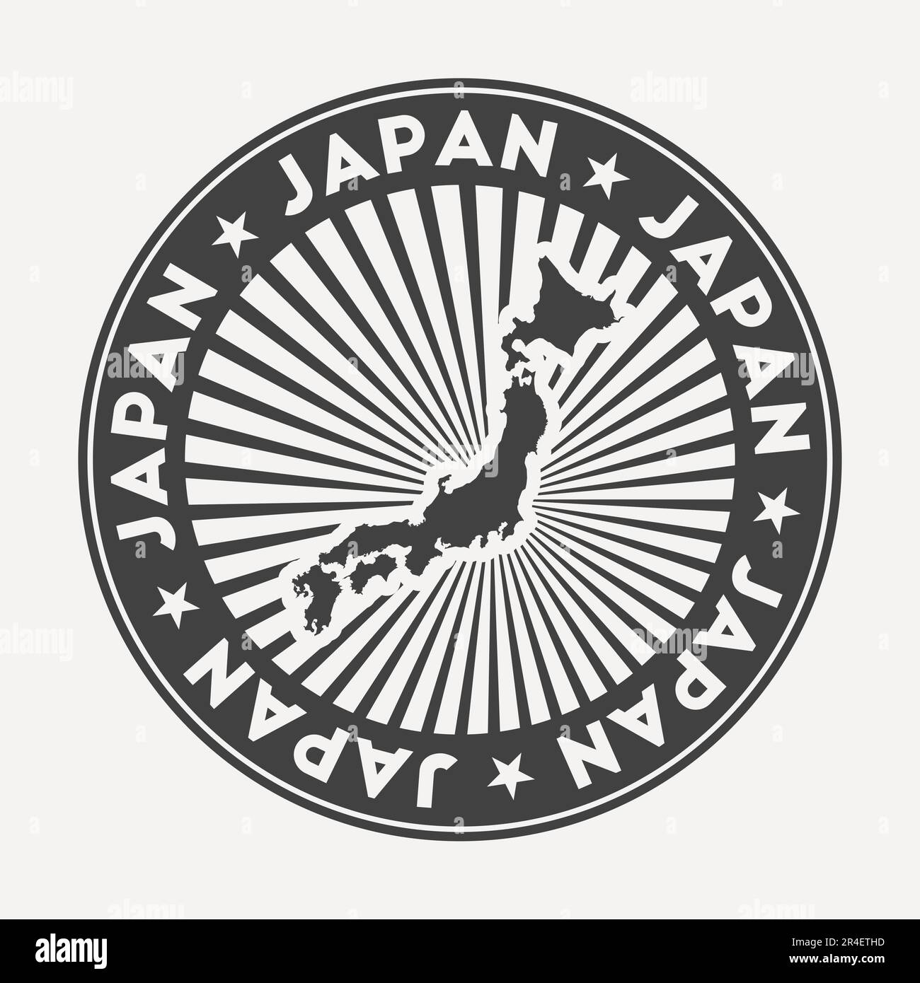 Japan round logo. Vintage travel badge with the circular name and map ...