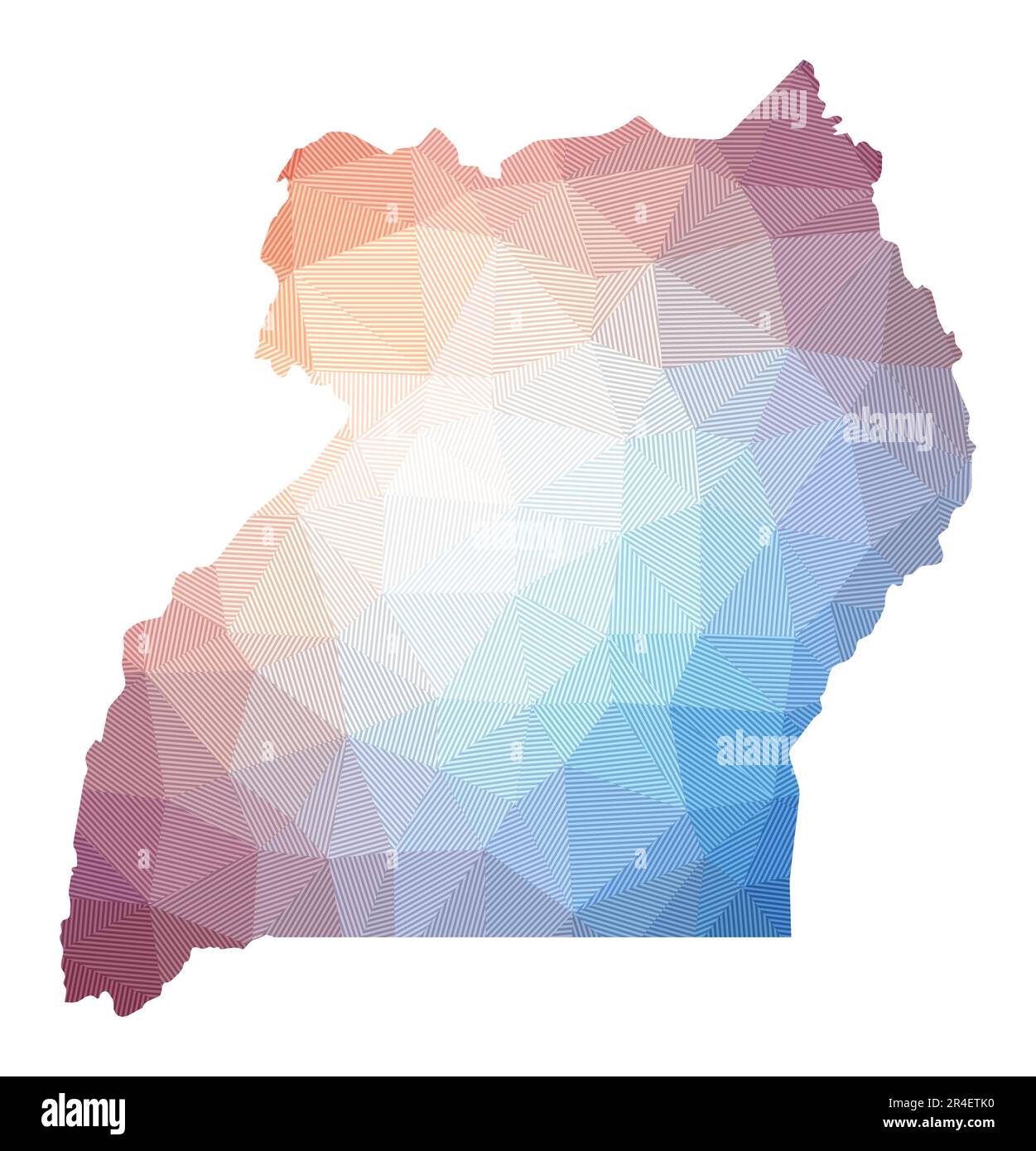 Low poly illustration of Uganda map. Geometric design with stripes ...