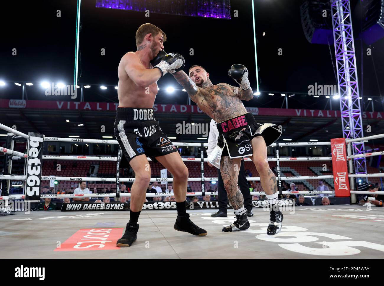 Mace Ruegg strikes Dean Dodge in the Lightweight contest at the ...