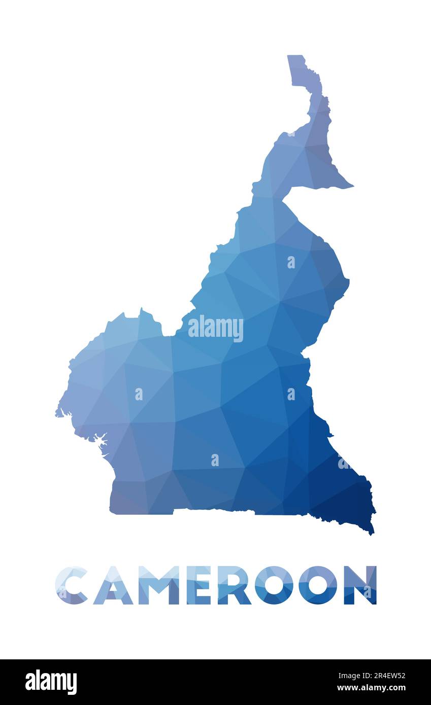 Low poly map of Cameroon. Geometric illustration of the country ...