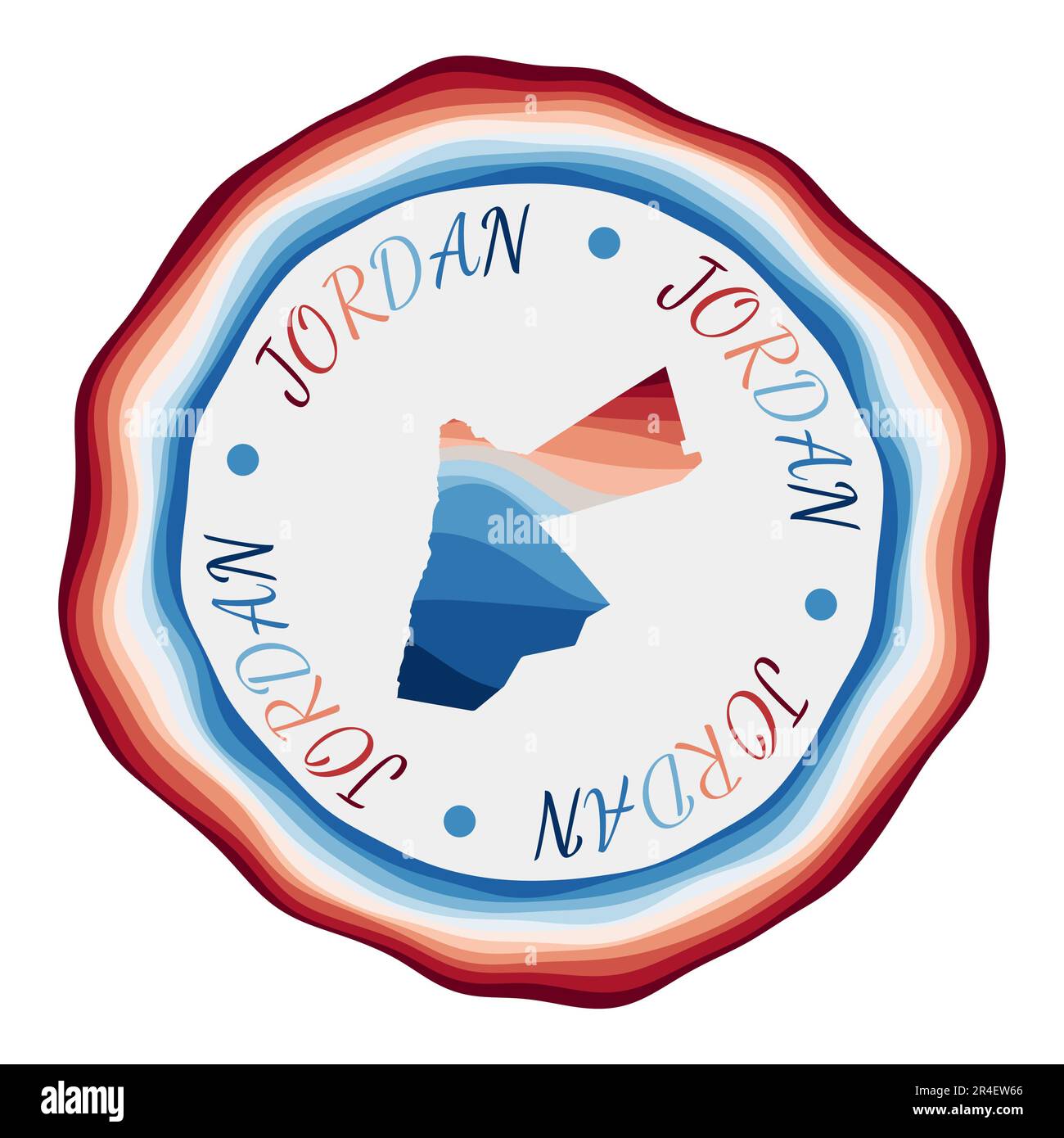 Jordan badge. Map of the country with beautiful geometric waves and ...