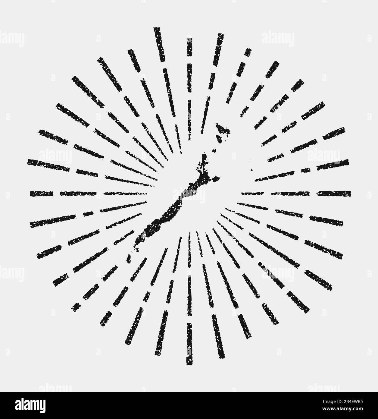 Vintage map of Palawan. Grunge sunburst around the island. Black ...