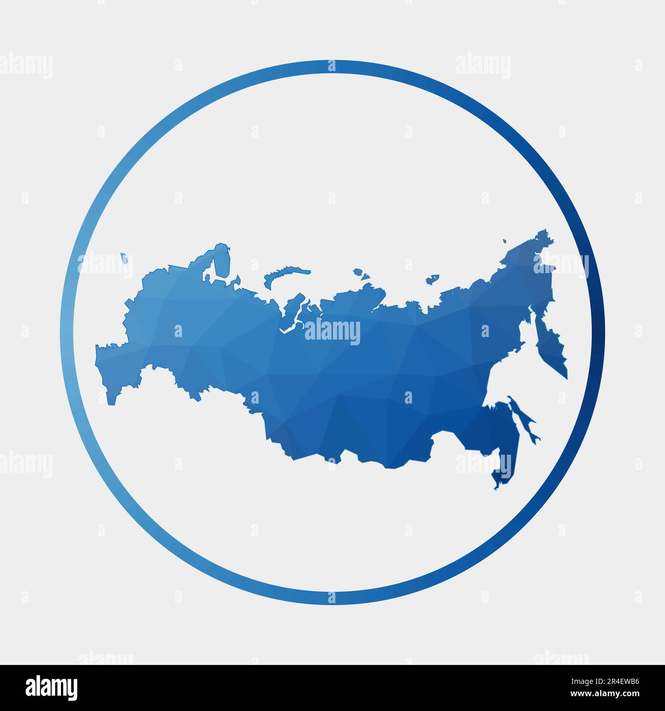 Russia icon. Polygonal map of the country in gradient ring. Round low ...