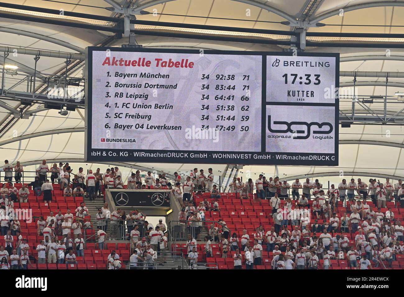 Stuttgart, Deutschland. 27th May, 2023. Current table with FC Bayern as ...