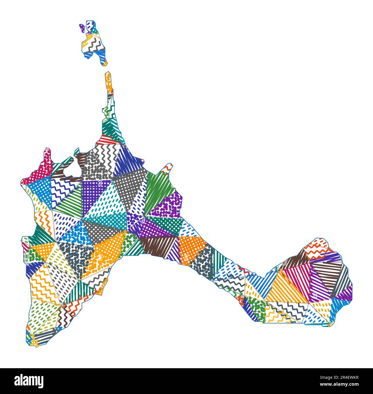 Kid style map of Formentera. Hand drawn polygons in the shape of ...