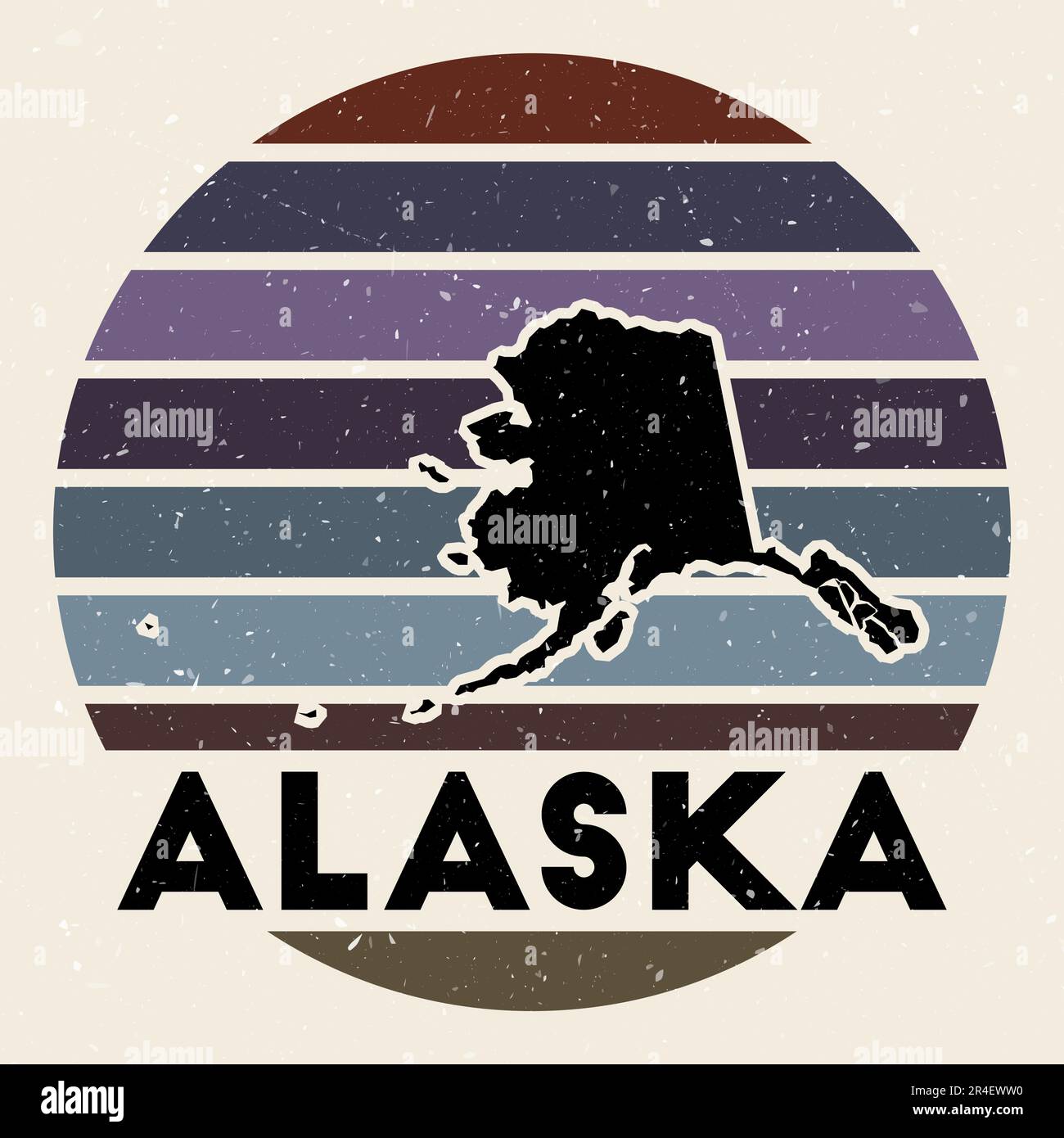 Alaska logo. Sign with the map of US state and colored stripes, vector ...